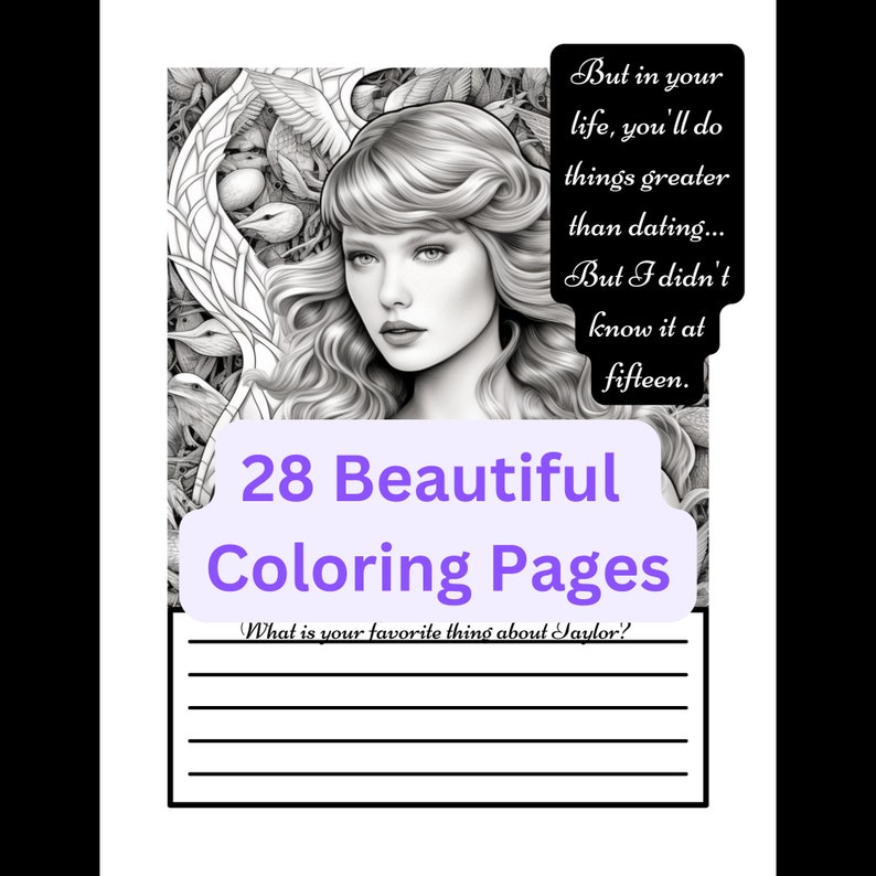 Taylor Swift Coloring Pages Journal and Eras Tour Keepsake Gift for ...