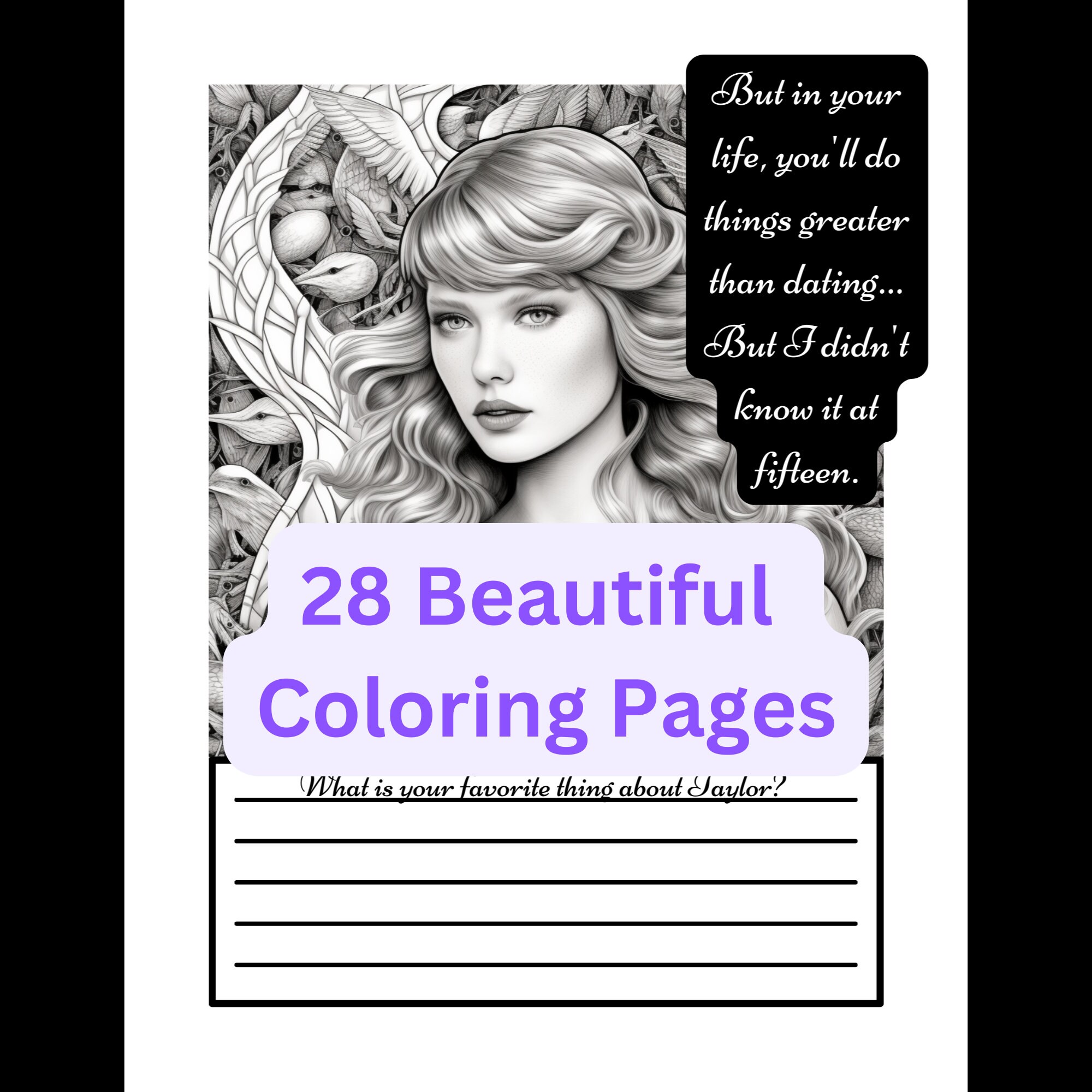 Taylor Swift Coloring Pages Journal and Eras Tour Keepsake Gift for ...