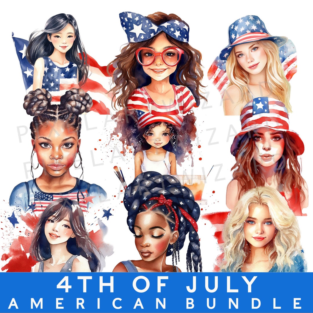 40 Fourth of July Clipart Bundle, Portraits, Flags, Instant Download ...