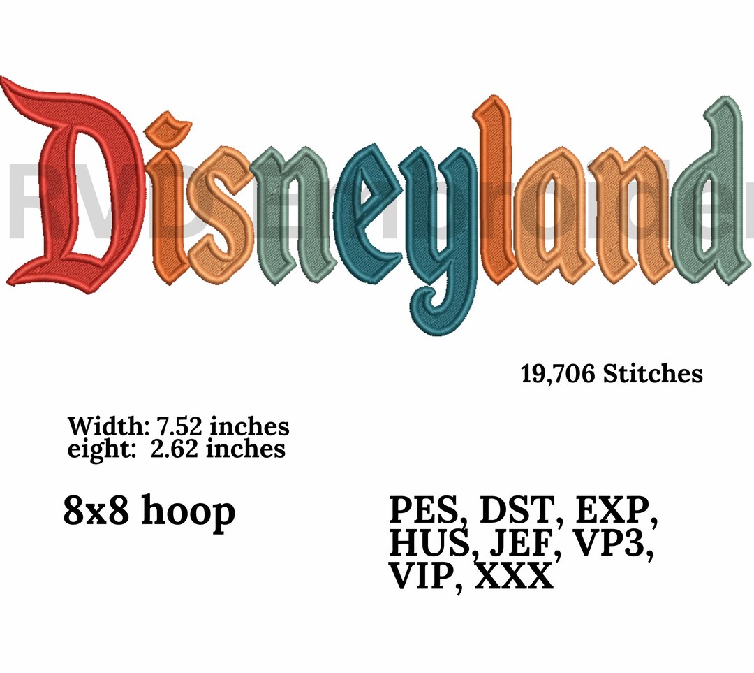 Disneyland Embroidery Design, Digital Design, Instant Download, Digital ...