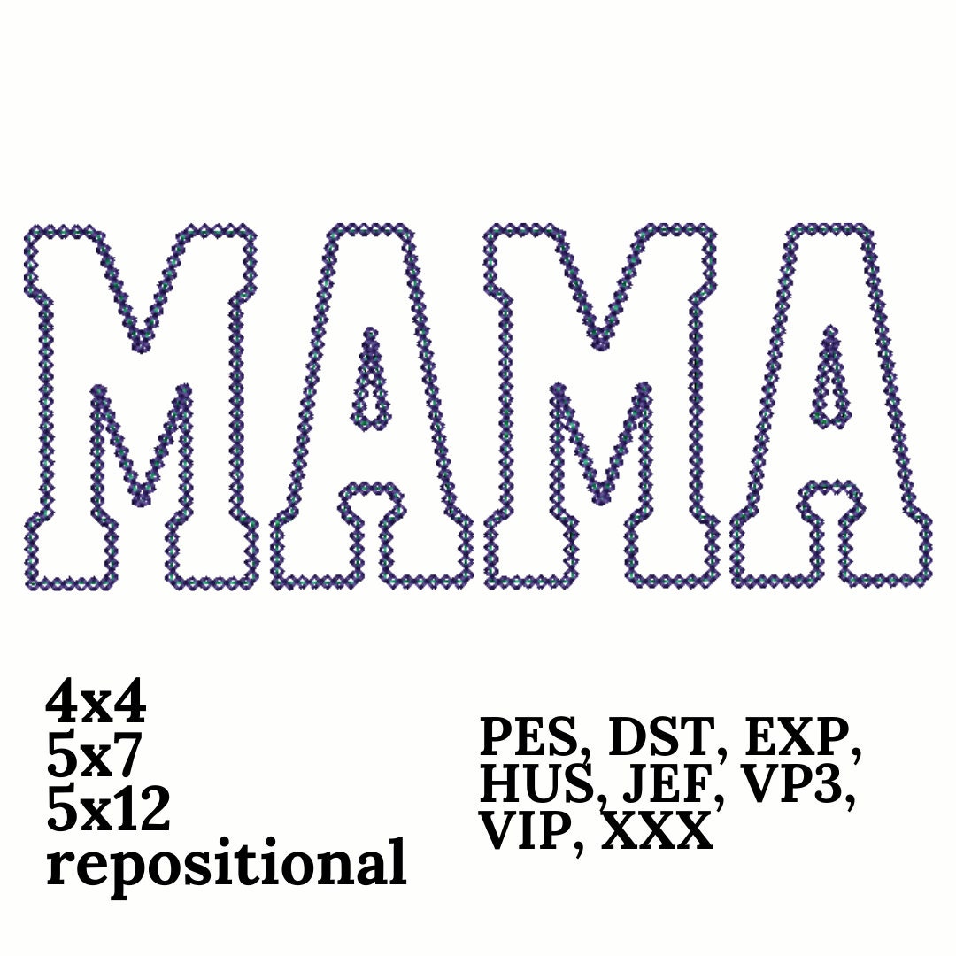 MAMA Diamond Edge Applique Machine Embroidery Design, Mom Design, MAMA ...