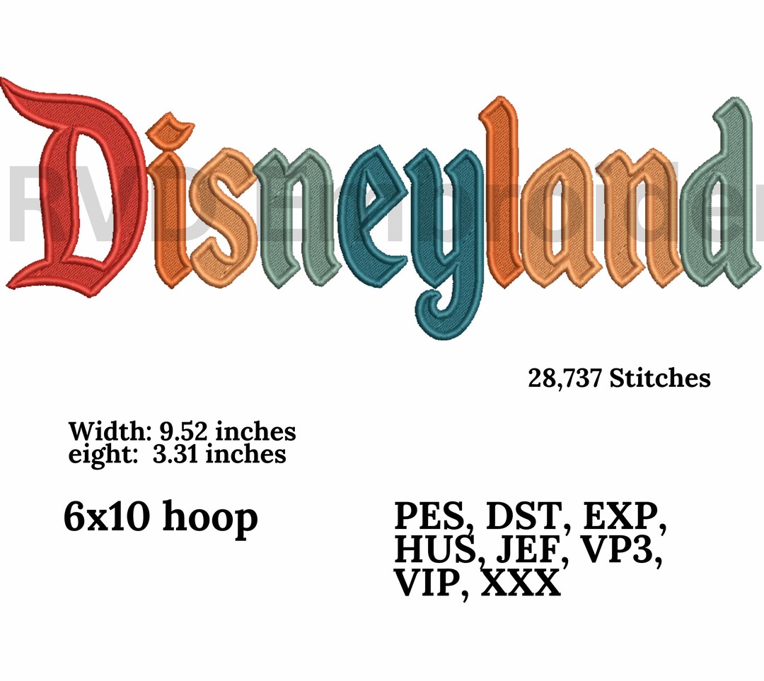 Disneyland Embroidery Design, Digital Design, Instant Download, Digital ...