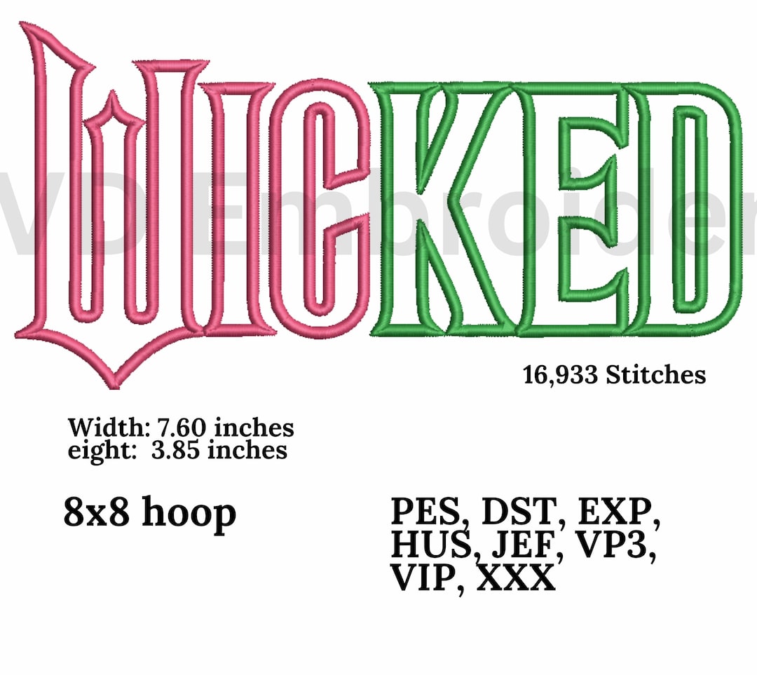 Wicked Applique Embroidery Design, Digital Design, Instant Download ...