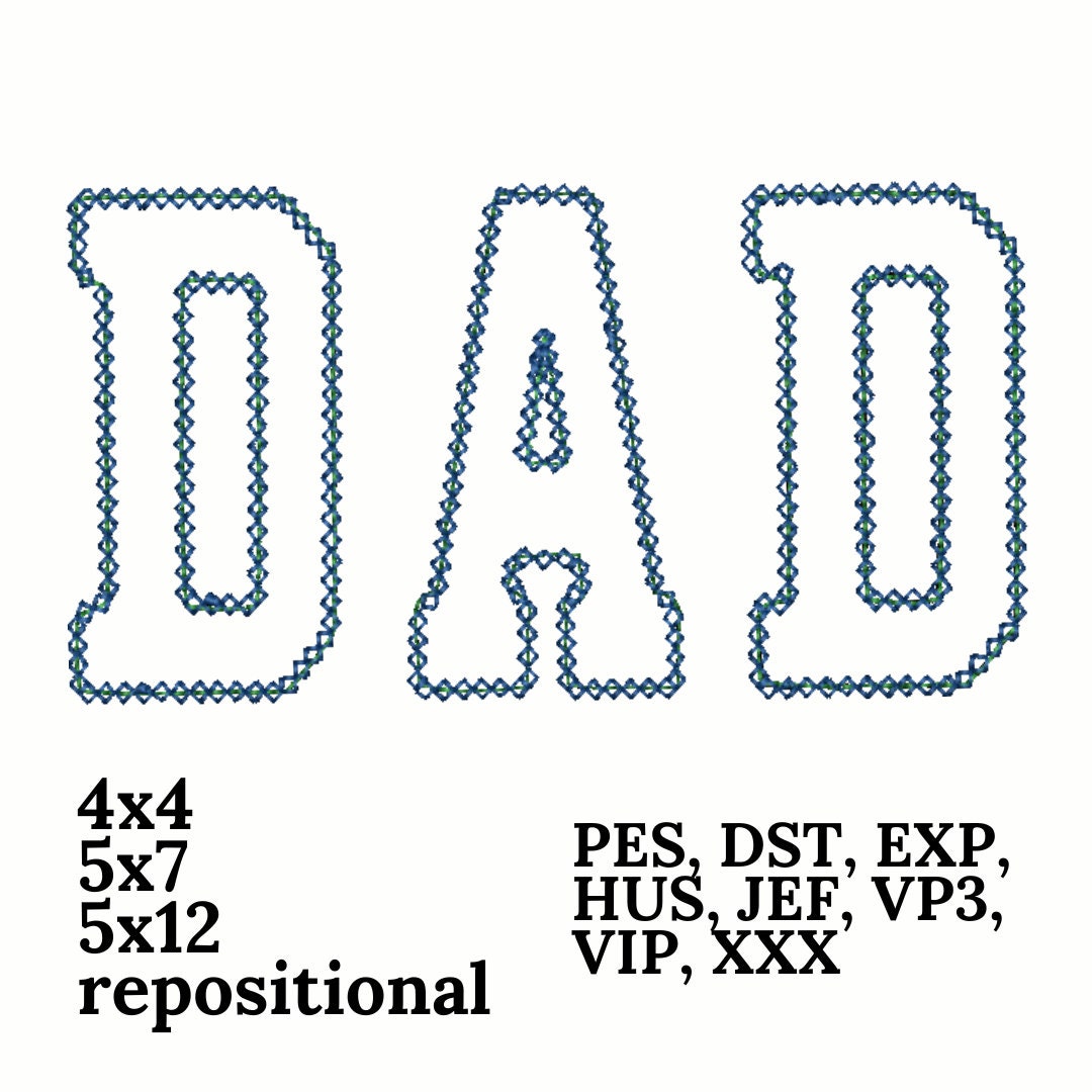 DAD Embroidery Design, Digital Design, Instant Download, Digital ...