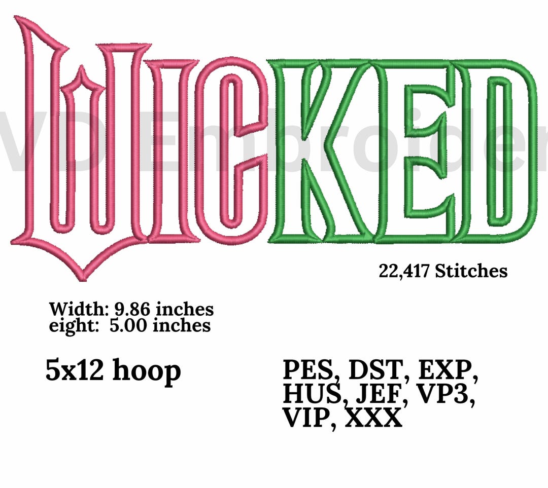Wicked Applique Embroidery Design, Digital Design, Instant Download ...