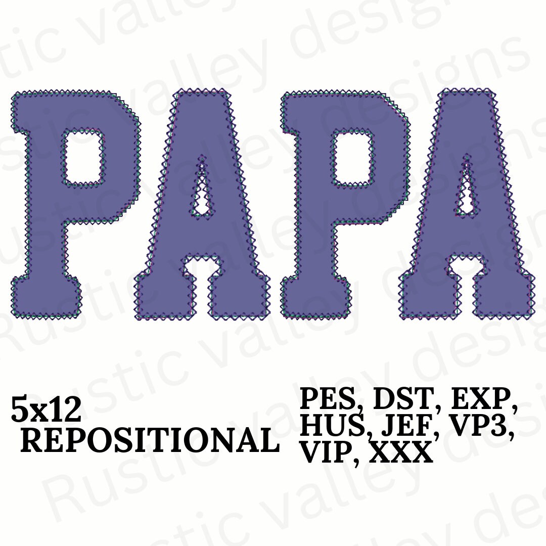 PAPA Diamond Edge Applique Machine Embroidery Design, Dad Design ...