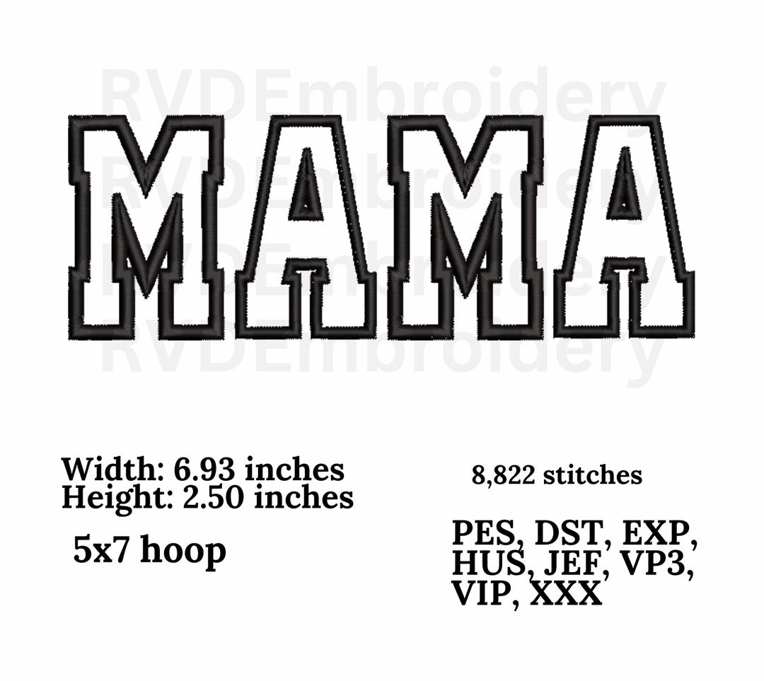 MAMA Machine Embroidery Design, Mom Design, MAMA, Mother's Day, Mama ...