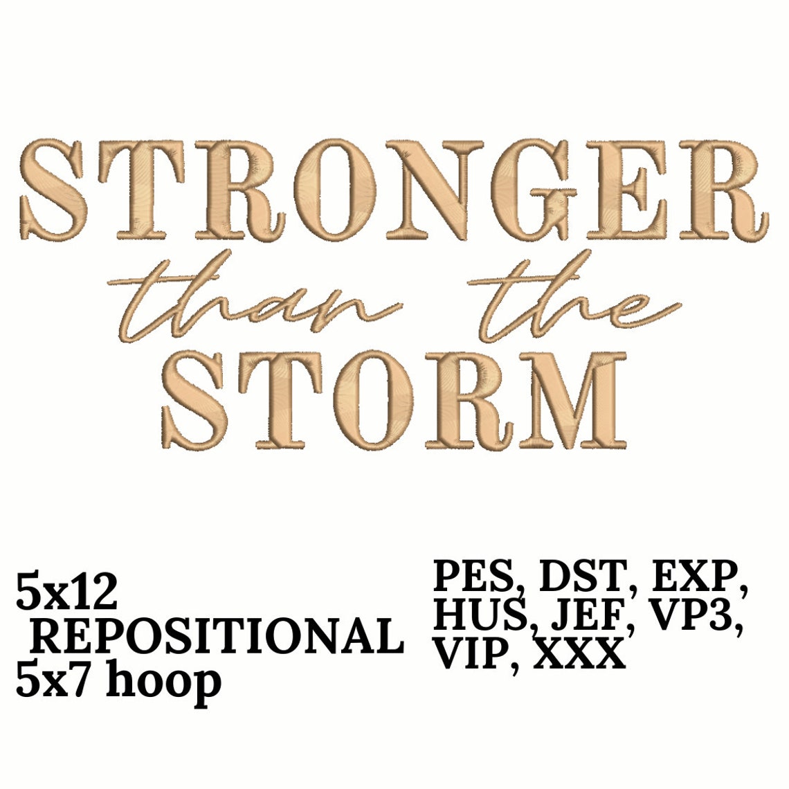 Stronger Than the Storm Embroidery Design, Digital Design, Instant ...