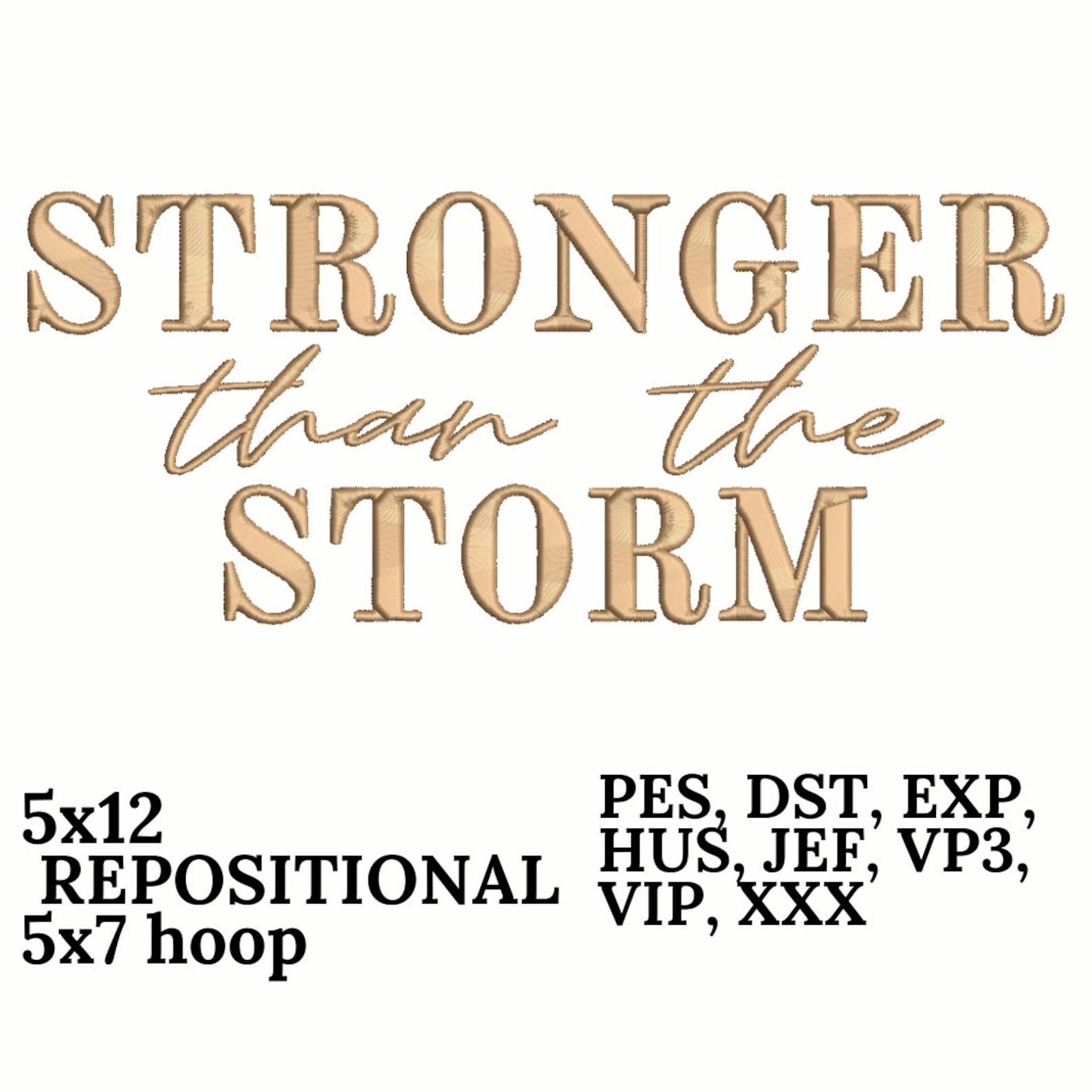 Stronger Than the Storm Embroidery Design, Digital Design, Instant ...