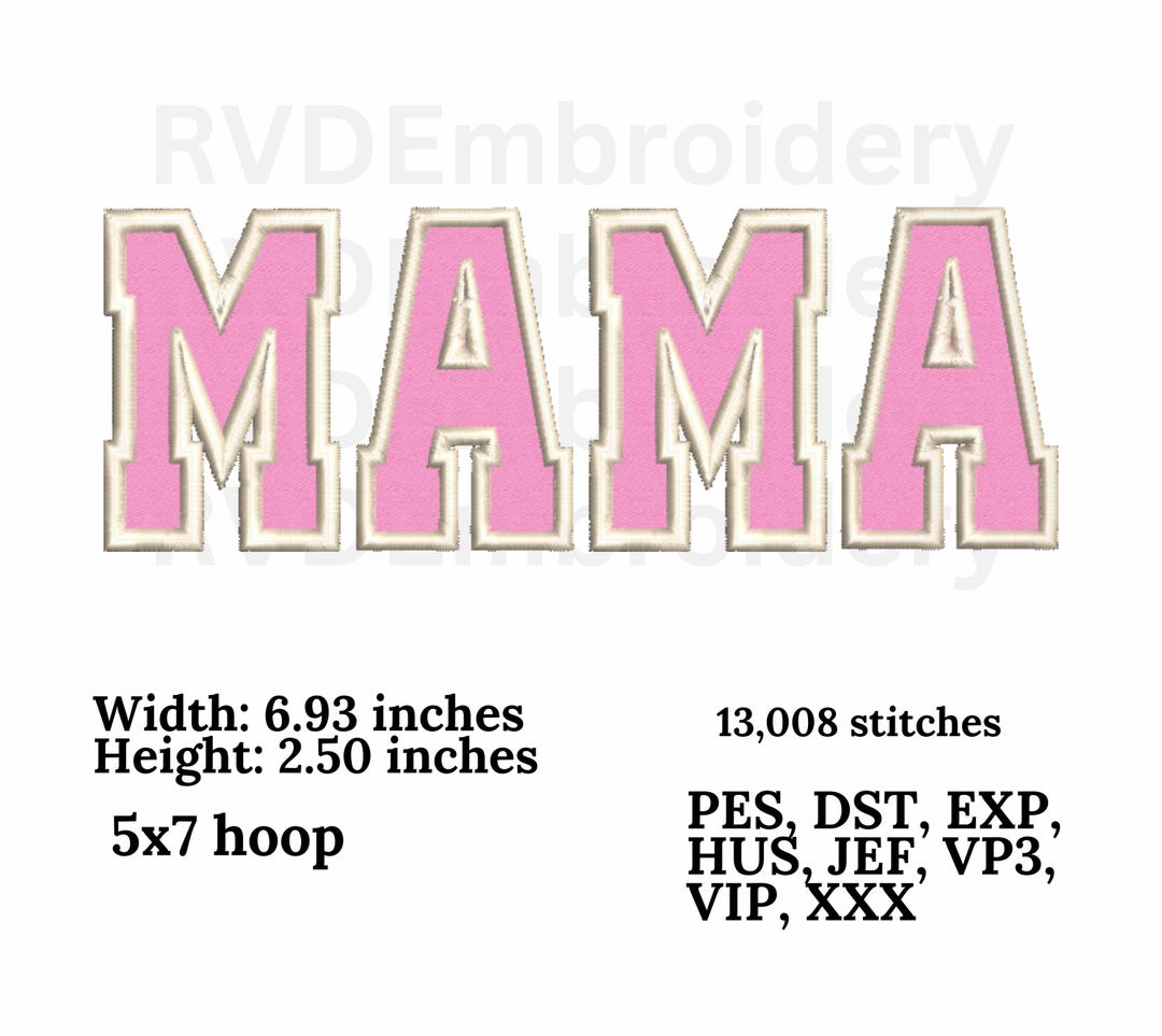 MAMA Applique Machine Embroidery Design, Mom Applique Design, MAMA ...