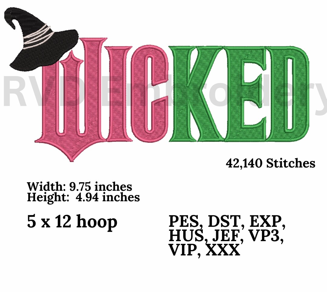 Wicked Instant Machine Embroidery Design, Gift for Her, Instant ...