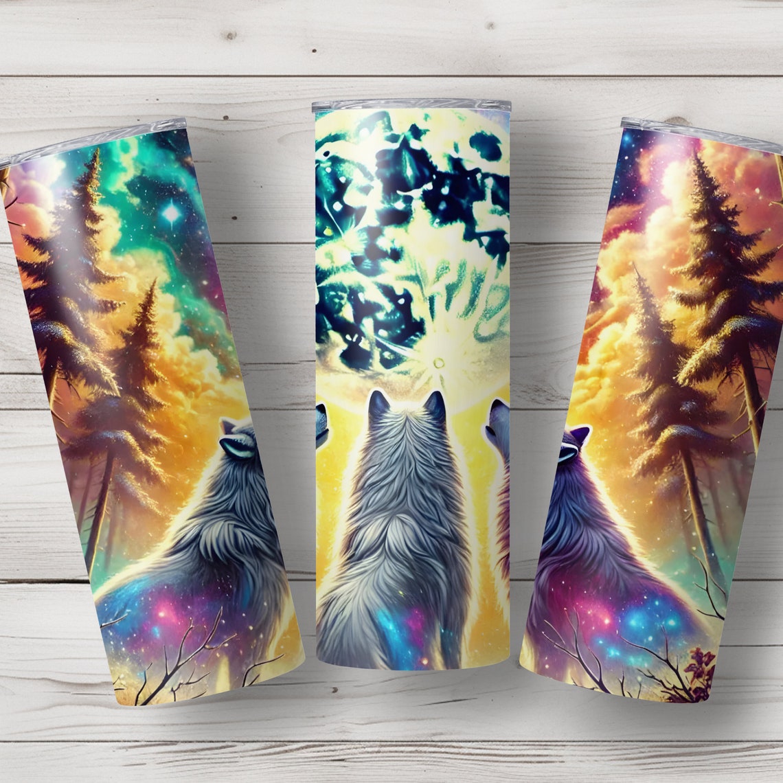 Three Spectral White Wolves, Wolves Howling at Moon PNG, Wolves ...