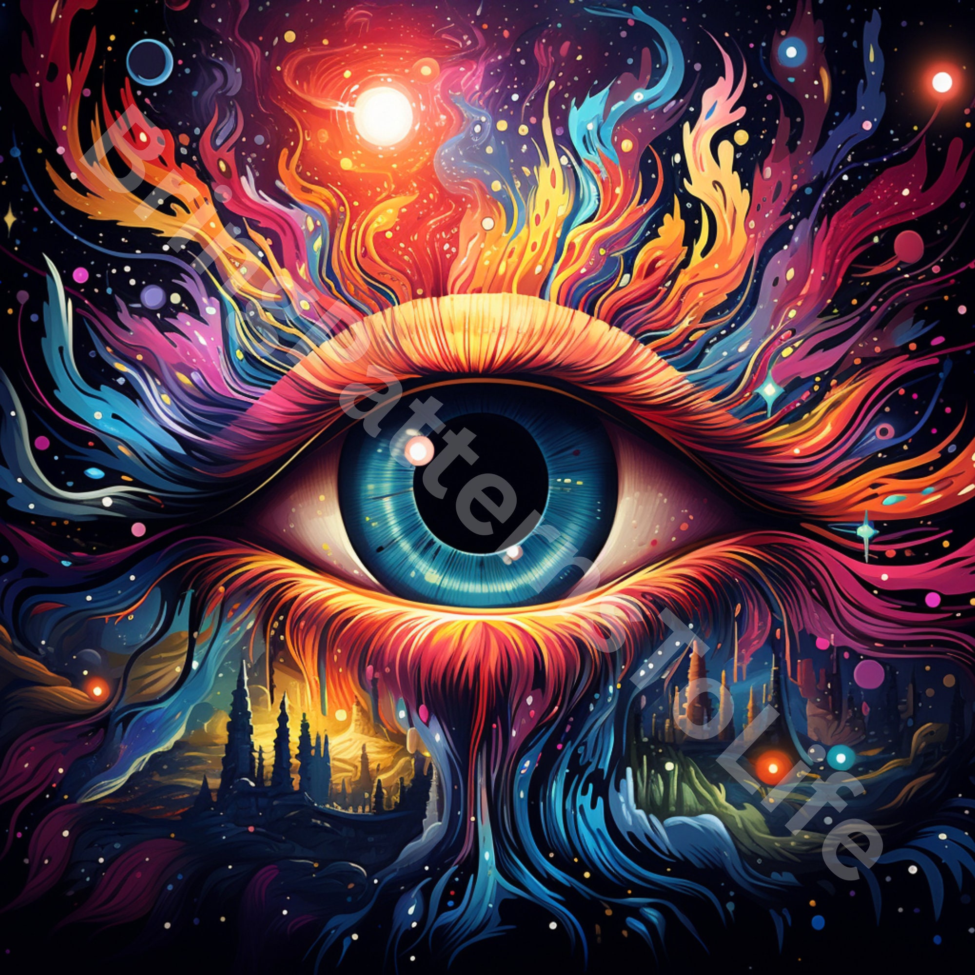 Fantasy Eye, Trippy Eye, Eye in Space, 20oz Skinny Tumbler Wrap, Trippy ...