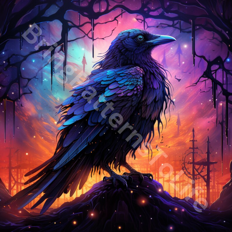 Iridescent Raven PNG, Colorful Raven Tumbler Wrap, 20oz Skinny Tumbler ...