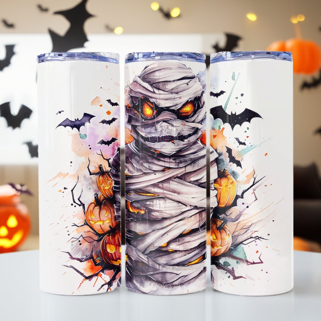 Watercolor Halloween Mummy, Mummy Sublimation, Mummy PNG, 20oz Skinny ...