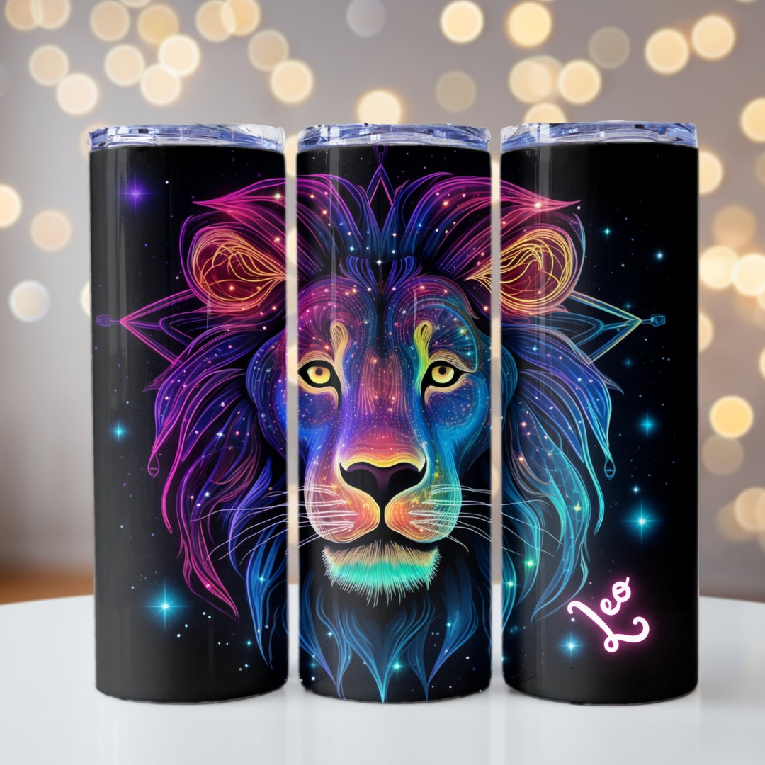 Leo Zodiac Sign, Colorful Neon Leo, Leo Sublimation, 20oz Skinny ...
