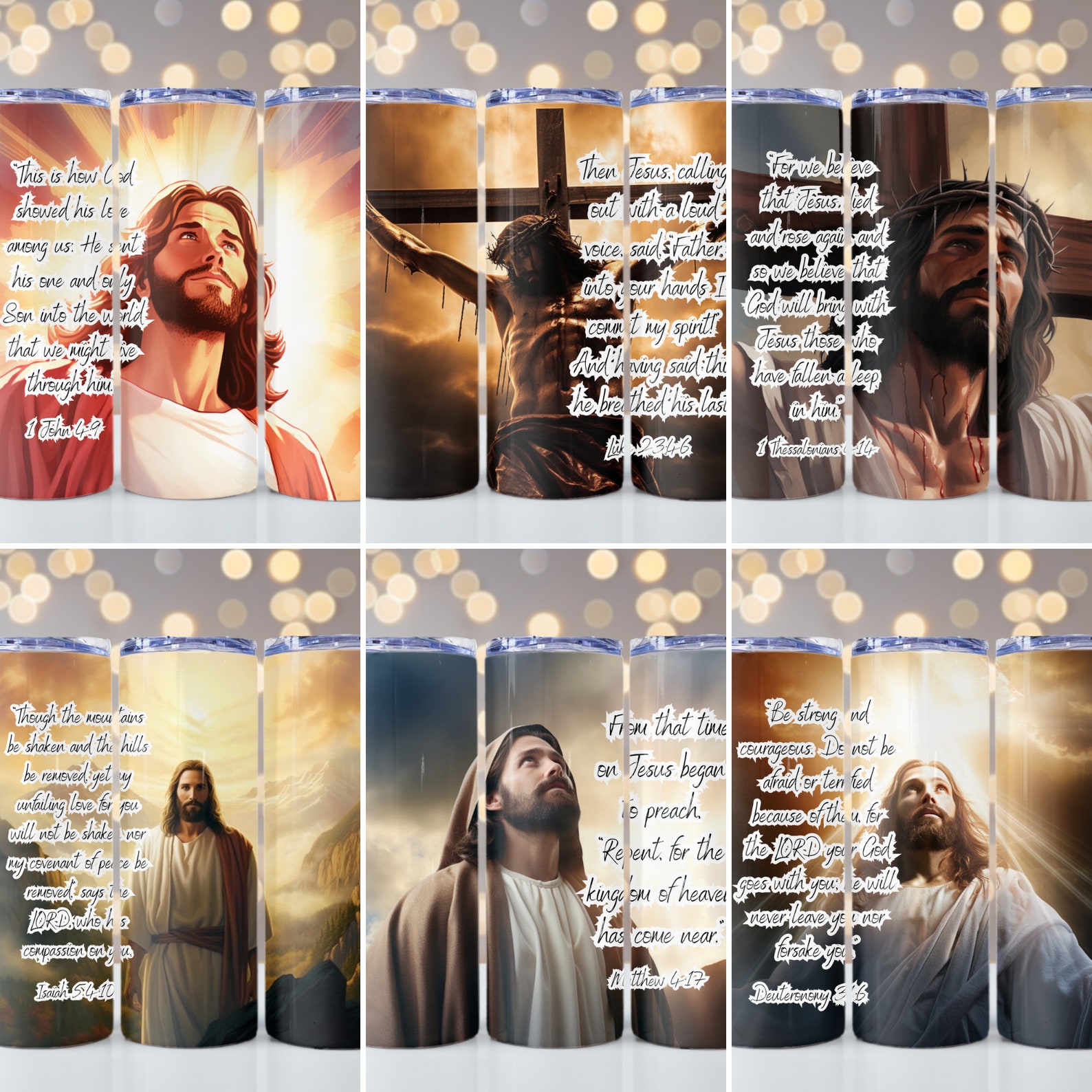 42 Jesus Christ Images With Bible Verses, Tumbler Wrap Bundle, 20oz ...