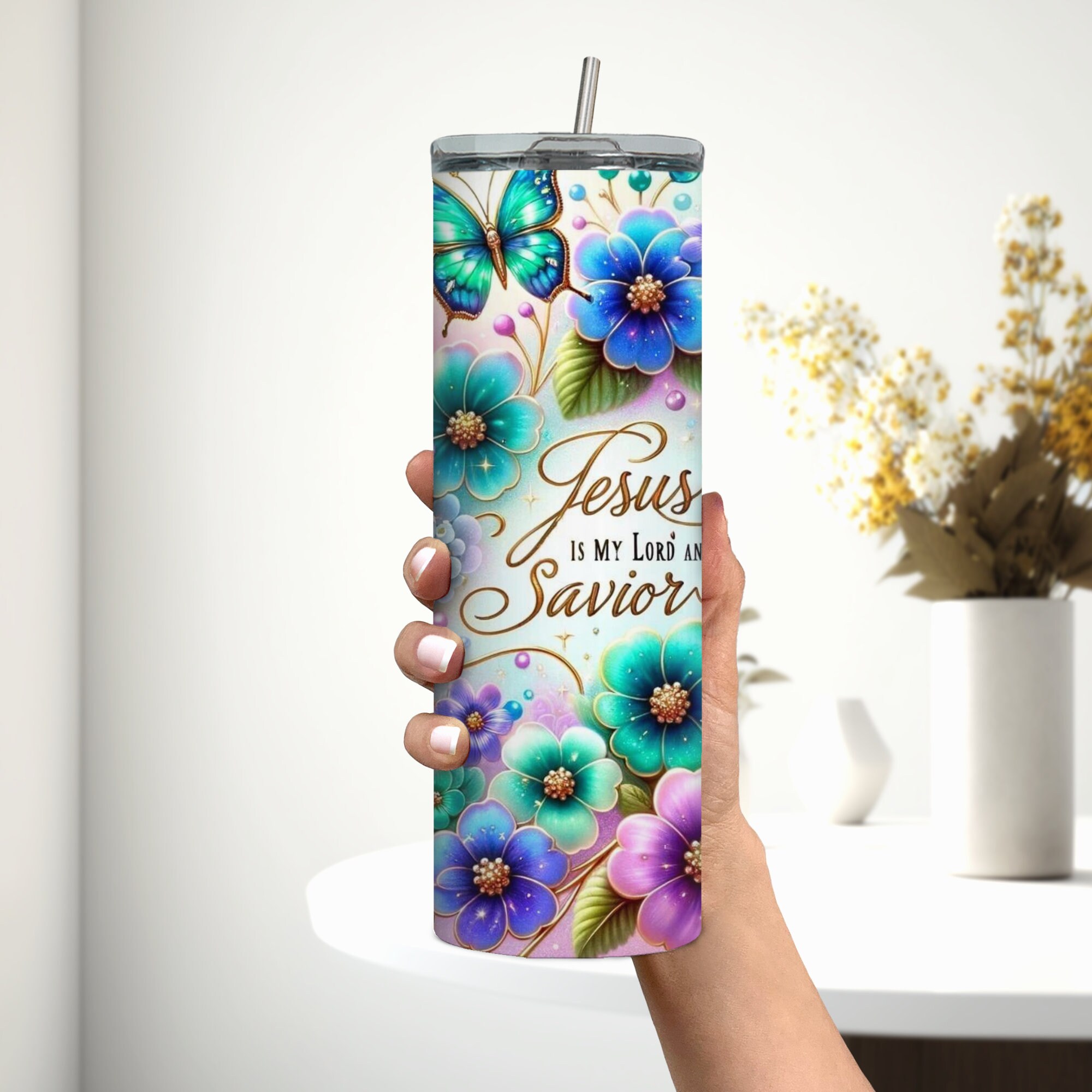 Jesus is My Lord and Savior Phrase, Jesus Tumbler Wrap, 20oz Skinny ...