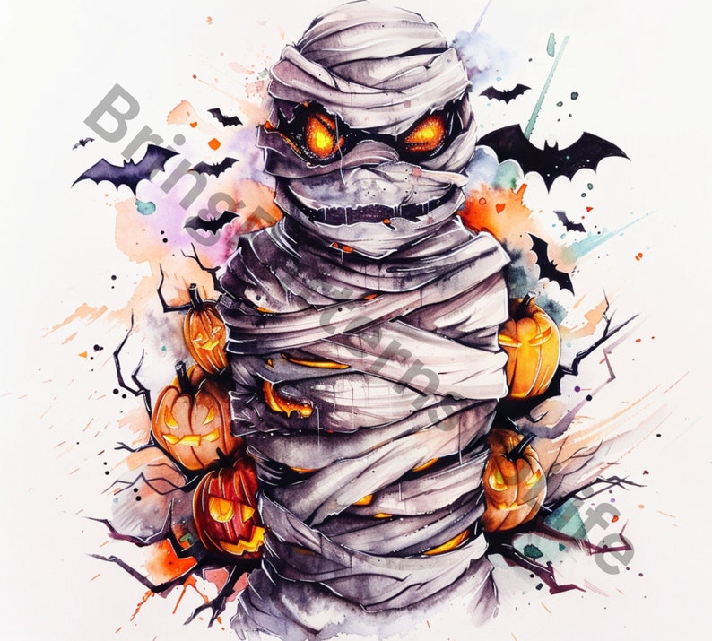 Watercolor Halloween Mummy, Mummy Sublimation, Mummy PNG, 20oz Skinny ...