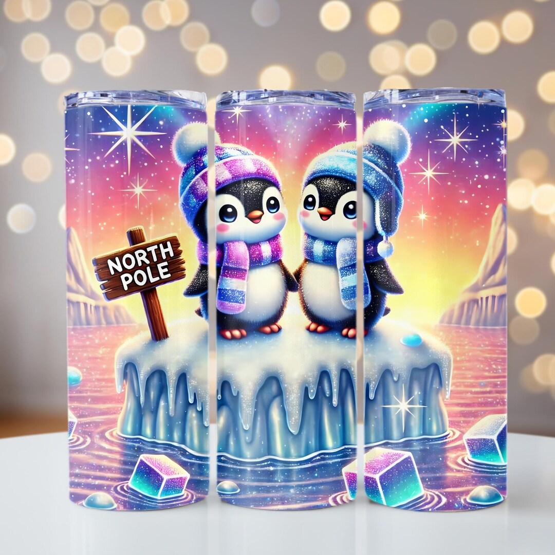 Cute Penguins Iceberg PNG, North Pole Penguins PNG, Penguins Tumbler Wrap, 20oz Skinny Tumbler ...