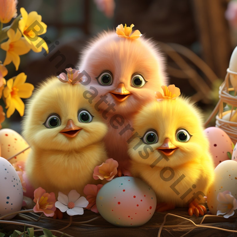 Three Baby Chicks With Easter Eggs, 20oz Skinny Tumbler Wrap, Cute Baby ...