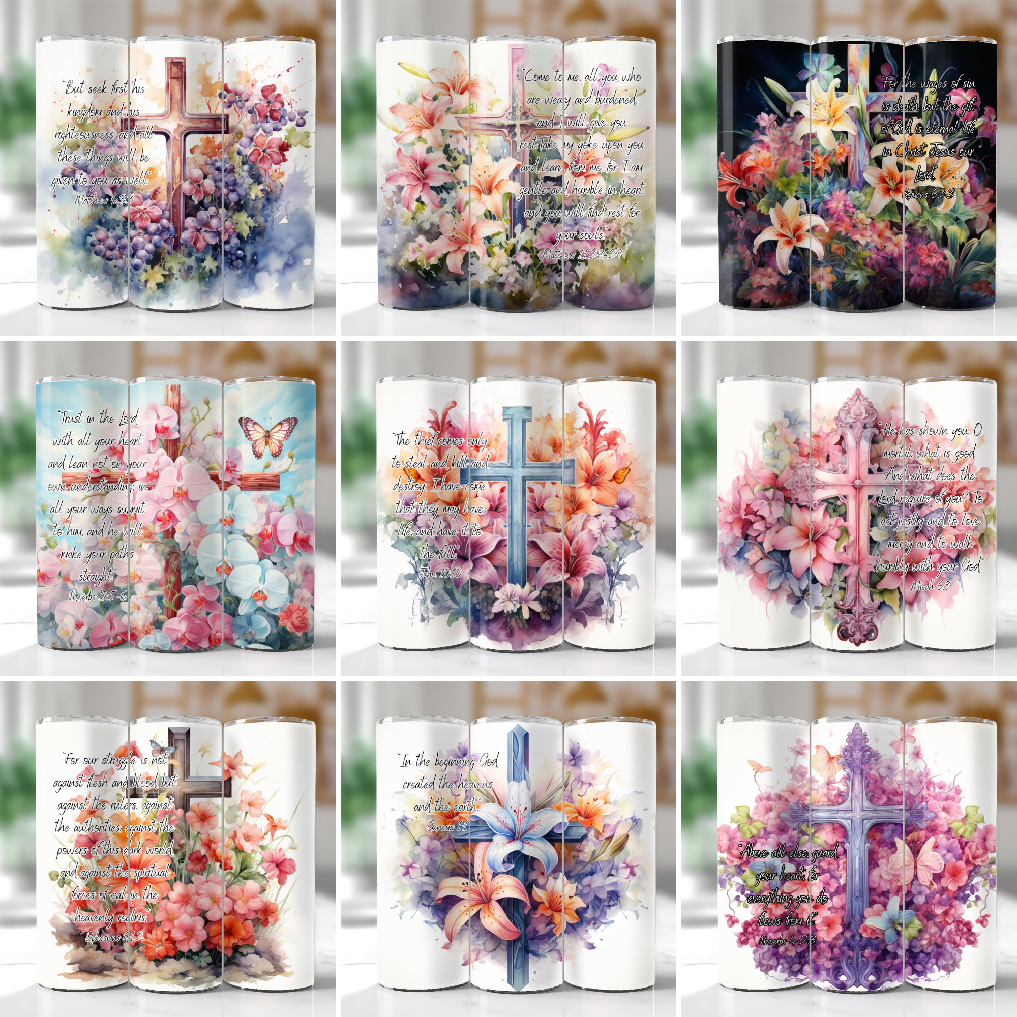 50 Bible Verses Tumbler Wrap Bundle, 20oz Skinny Tumbler Wrap, Tumbler ...