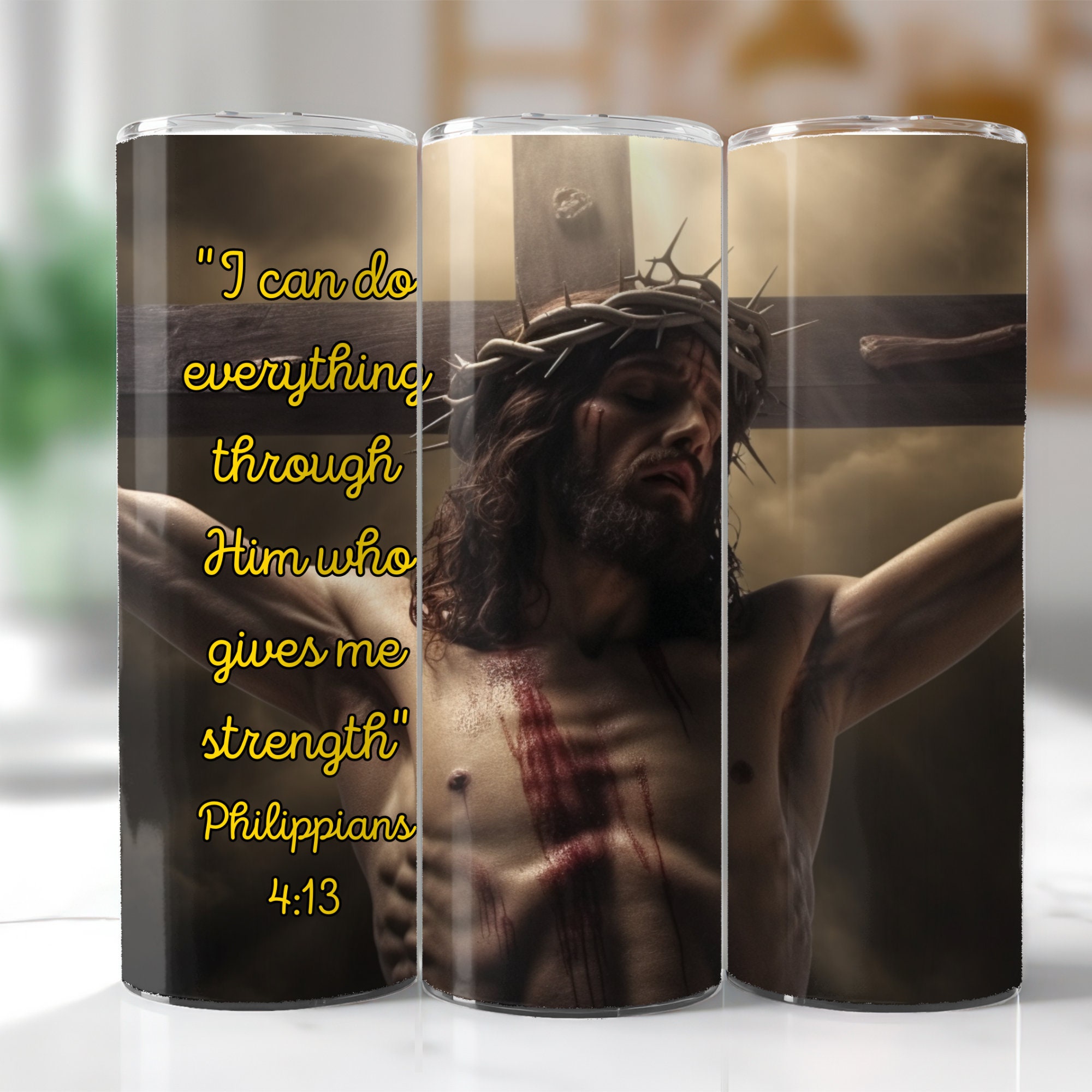 Jesus on the Cross, Jesus Crucified Sublimation, 20oz Skinny Tumbler ...