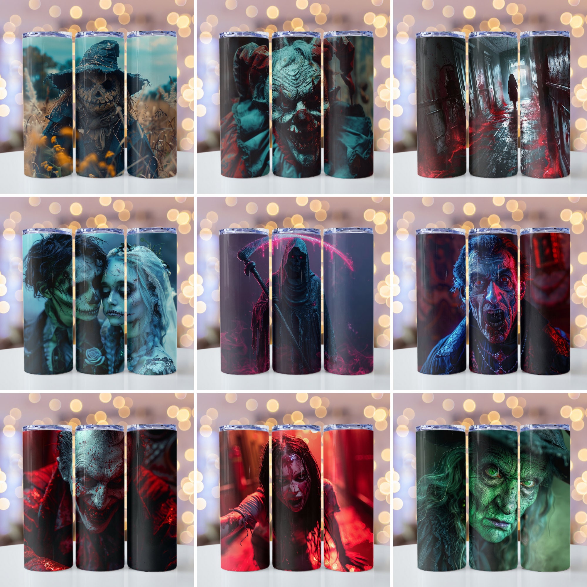 52 Horror Designs Tumbler Wrap Bundle, 20oz Skinny Tumbler Wrap, Scary ...