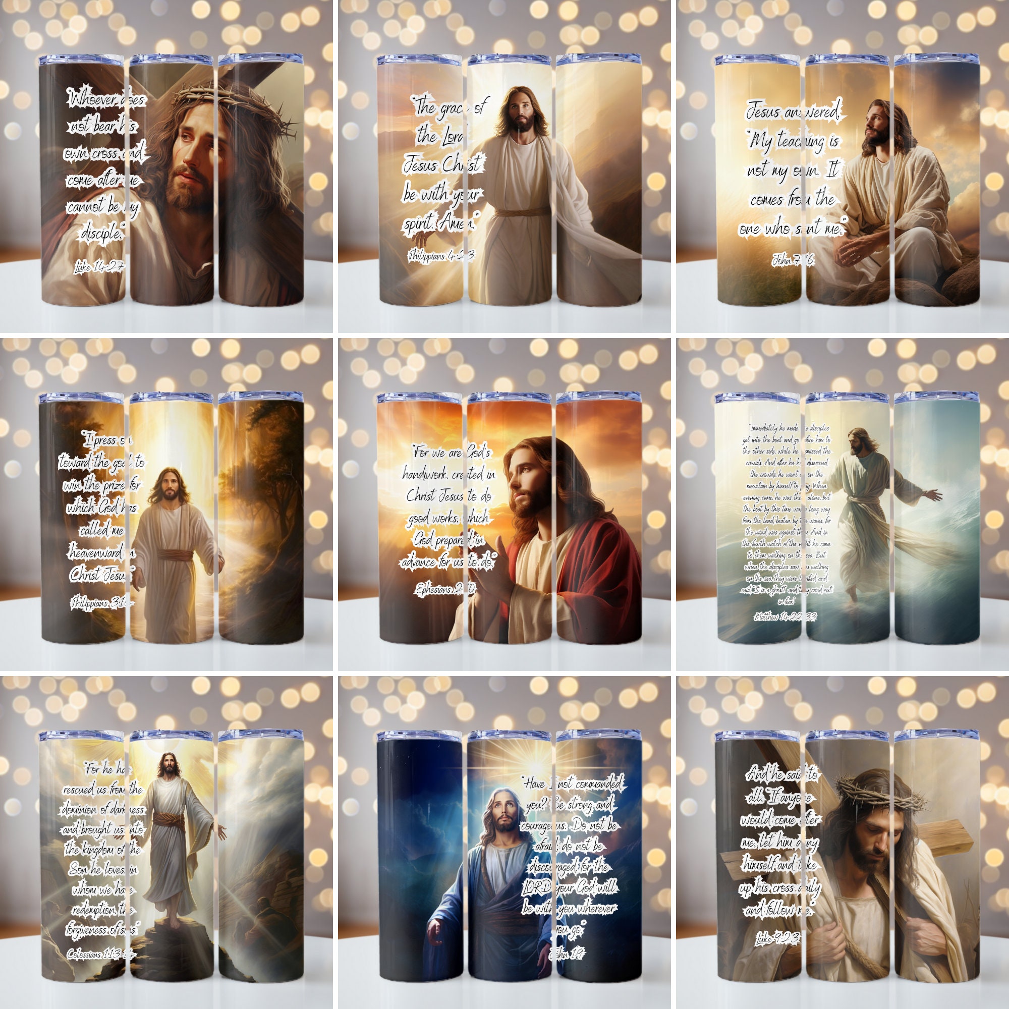 42 Jesus Christ Images With Bible Verses, Tumbler Wrap Bundle, 20oz ...