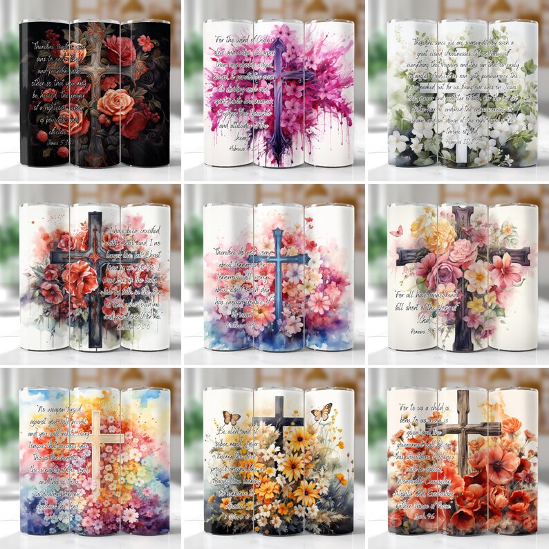 50 Bible Verses Tumbler Wrap Bundle, 20oz Skinny Tumbler Wrap, Tumbler ...