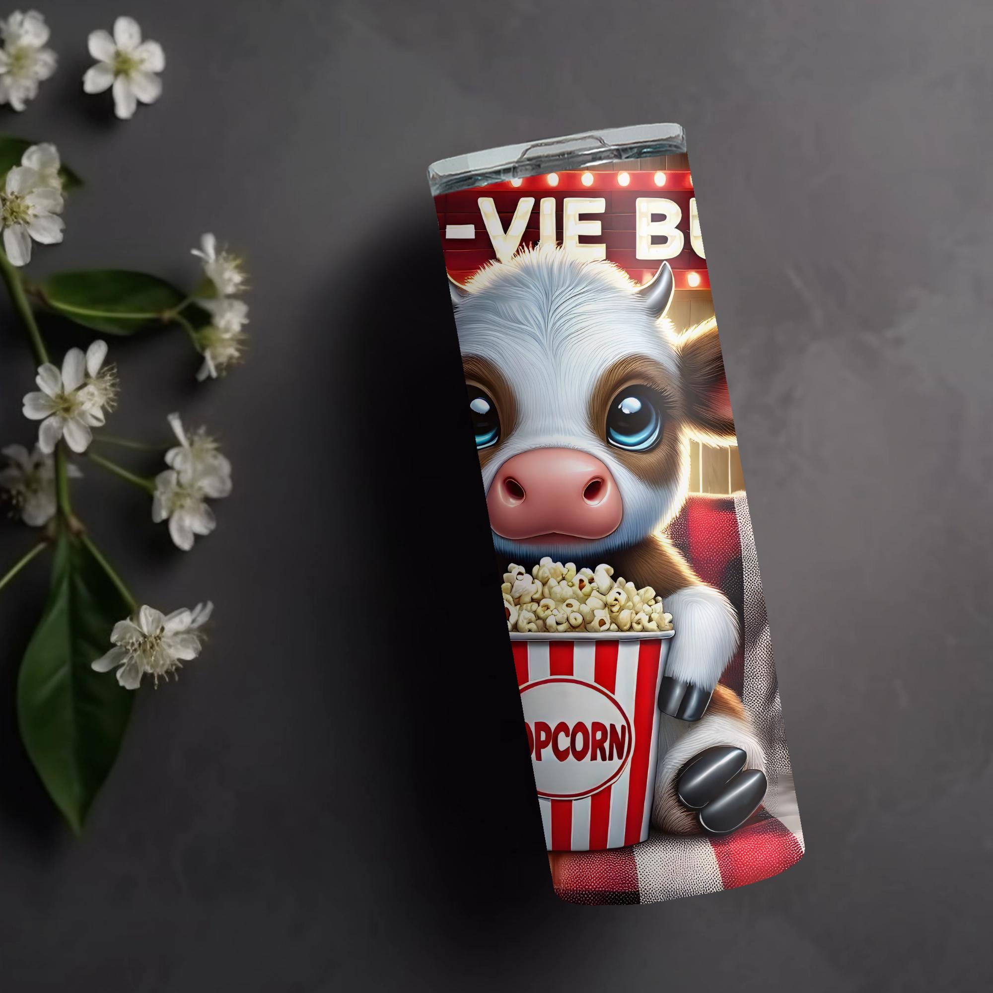 Funny Cow Tumbler Wrap, Movie Buff Cow PNG, Movie Watching Cow PNG, Cow ...