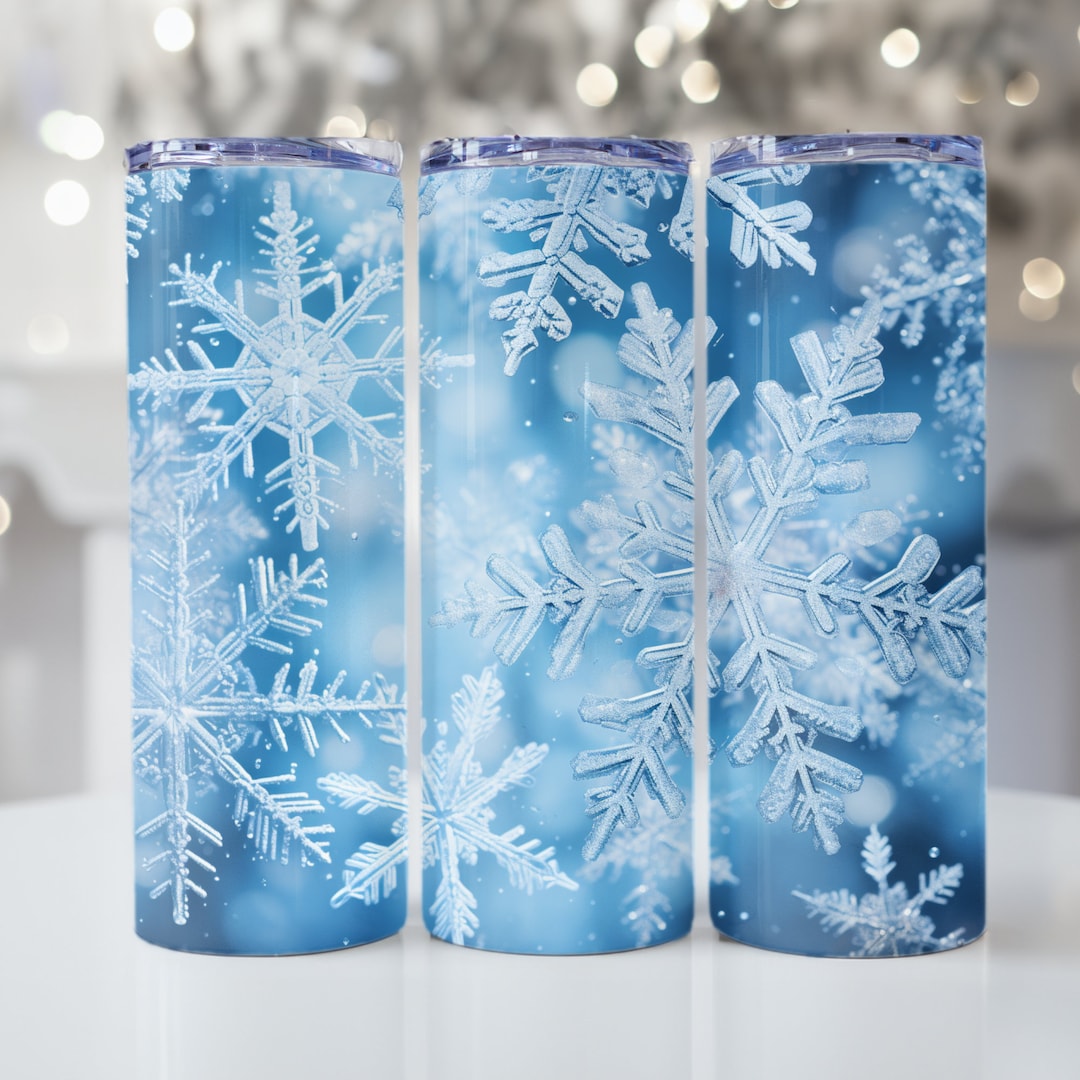 Closeup Snowflakes, Realistic Snowflakes PNG, Winter, 20oz Skinny ...