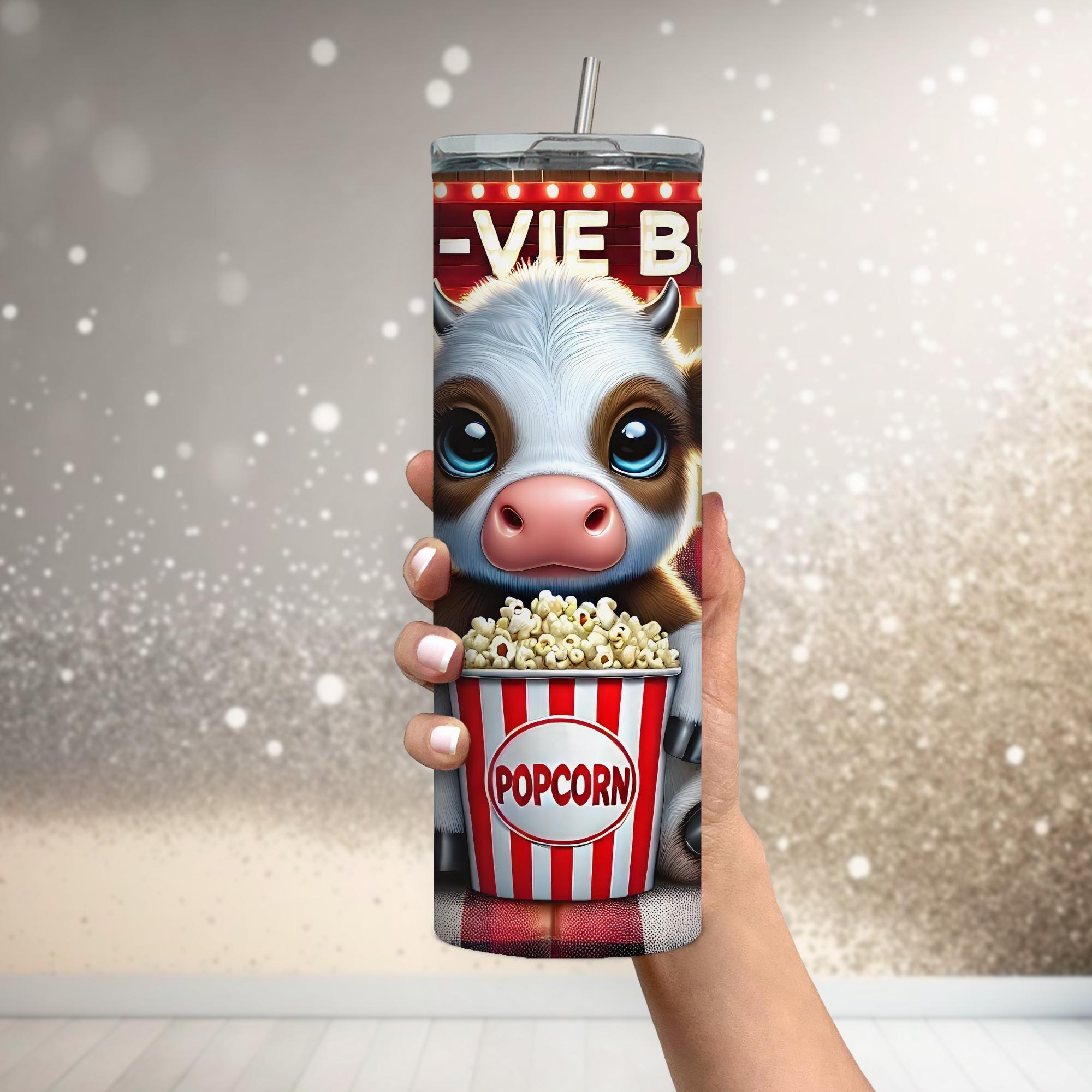 Funny Cow Tumbler Wrap, Movie Buff Cow PNG, Movie Watching Cow PNG, Cow ...
