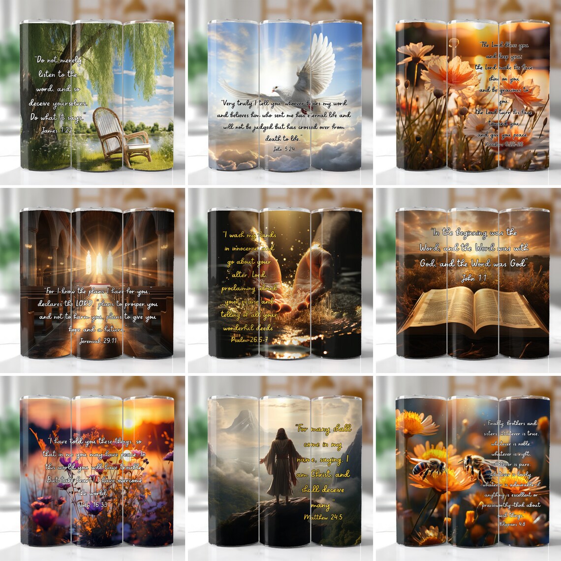 52 Bible Verses Tumbler Wrap Bundle, Bible Quotes, Faith, Jesus, 20oz ...