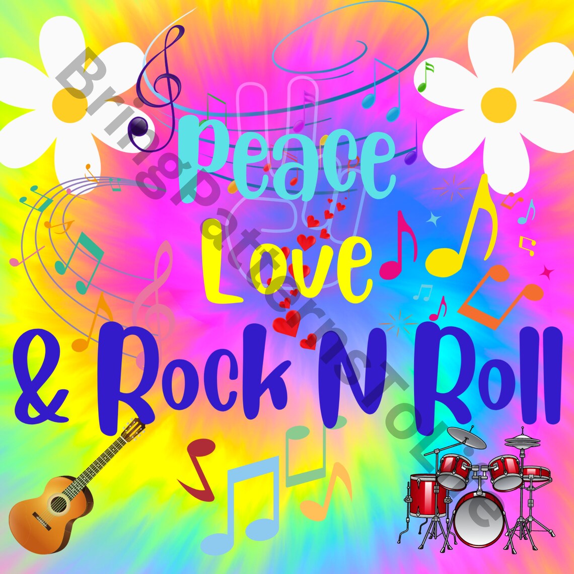 Tie-dye Peace Love Rock N Roll Phrase, 60's Nostalgic Vibe Saying, 20oz ...