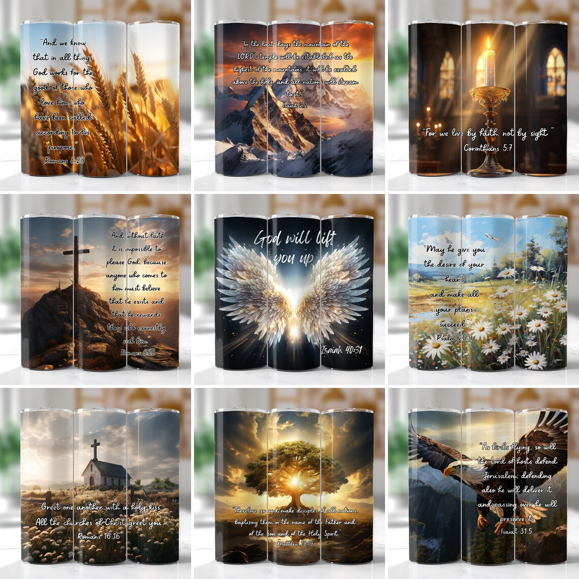 52 Bible Verses Tumbler Wrap Bundle, Bible Quotes, Faith, Jesus, 20oz ...