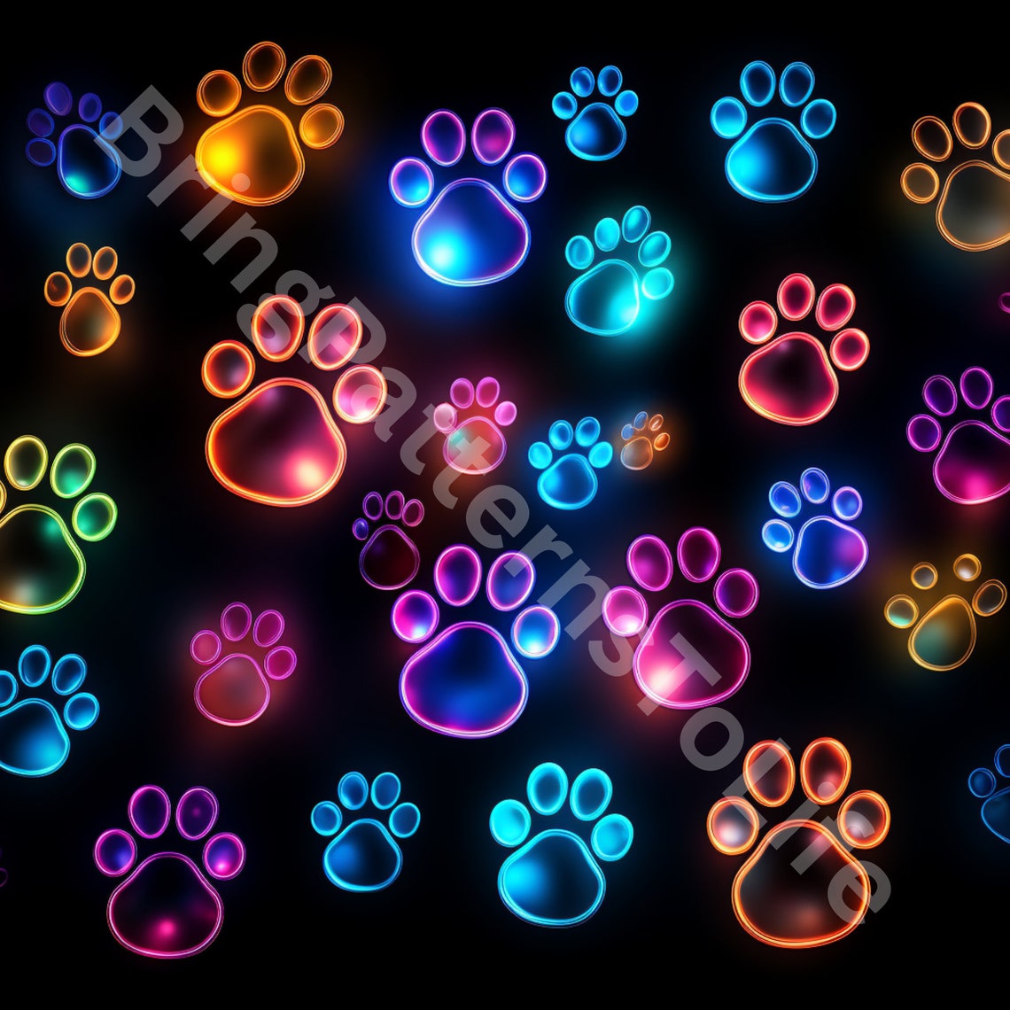 Neon Dog Paw Prints, Dog Footprints, Colorful Paw Prints, 20oz Skinny ...