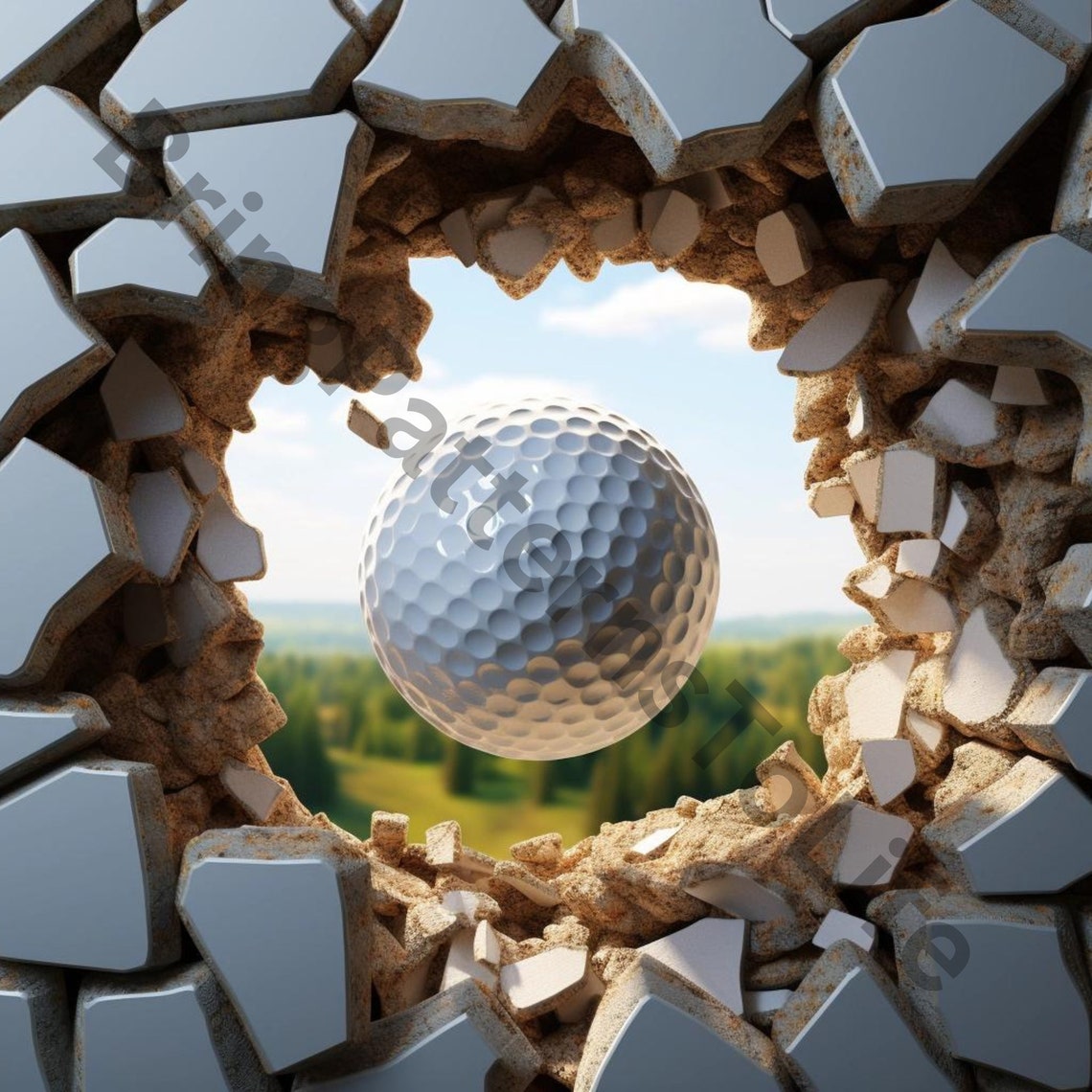 3D Golf Ball Hole in a Wall, Golf Ball Smashing Through a Wall , 20oz ...