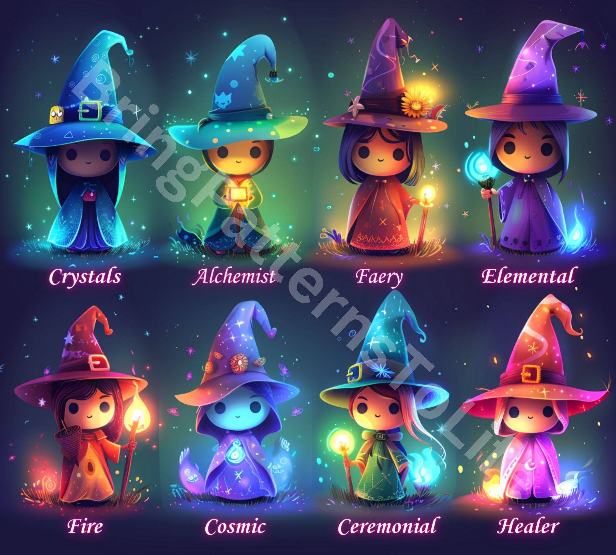 Cute Cartoon Magical Witches, Cartoon Witches Sublimation, 20oz Skinny ...