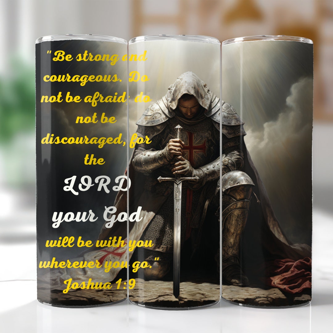 Knights Templar Kneeling, Bible Verse PNG, Knight 20oz Skinny Tumbler ...