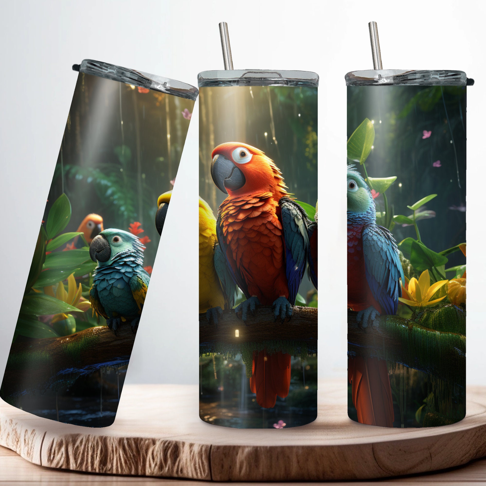 Animated Tropical Parrots in a Rainforest Colorful Parrots - Etsy