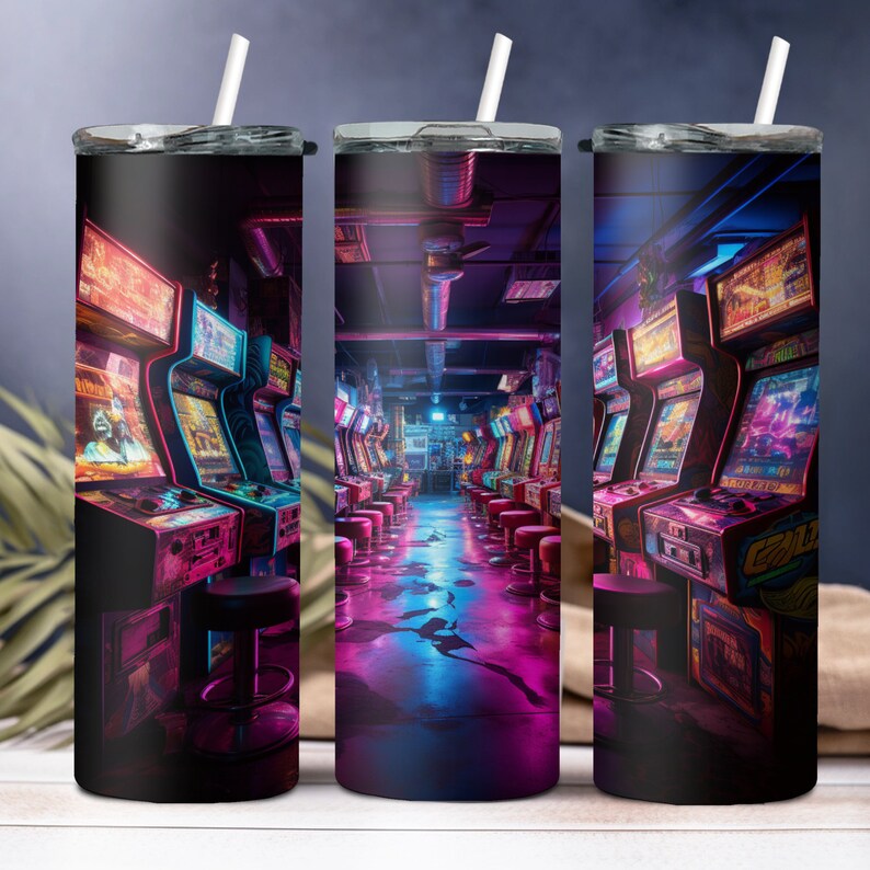 Retro Arcade PNG, Nostalgic 80's Arcade, Video Games, 20oz Skinny ...