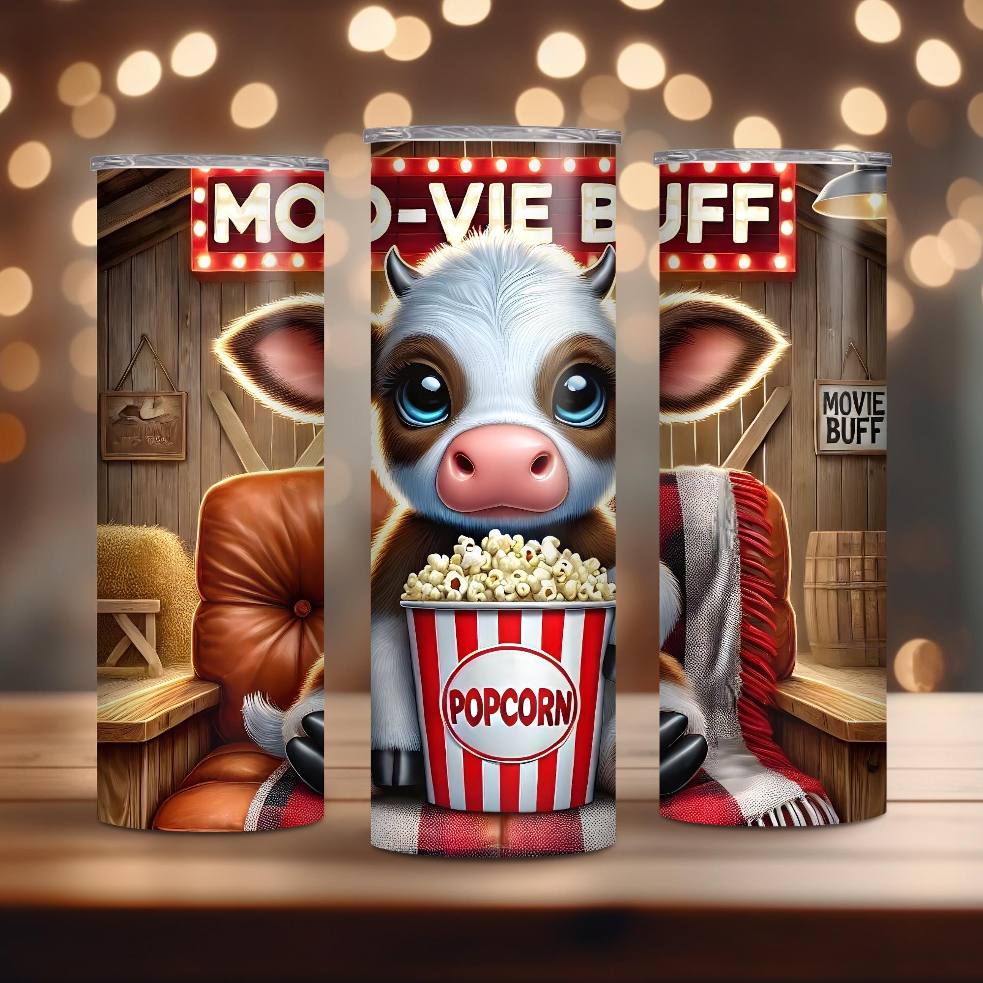 Funny Cow Tumbler Wrap, Movie Buff Cow PNG, Movie Watching Cow PNG, Cow ...