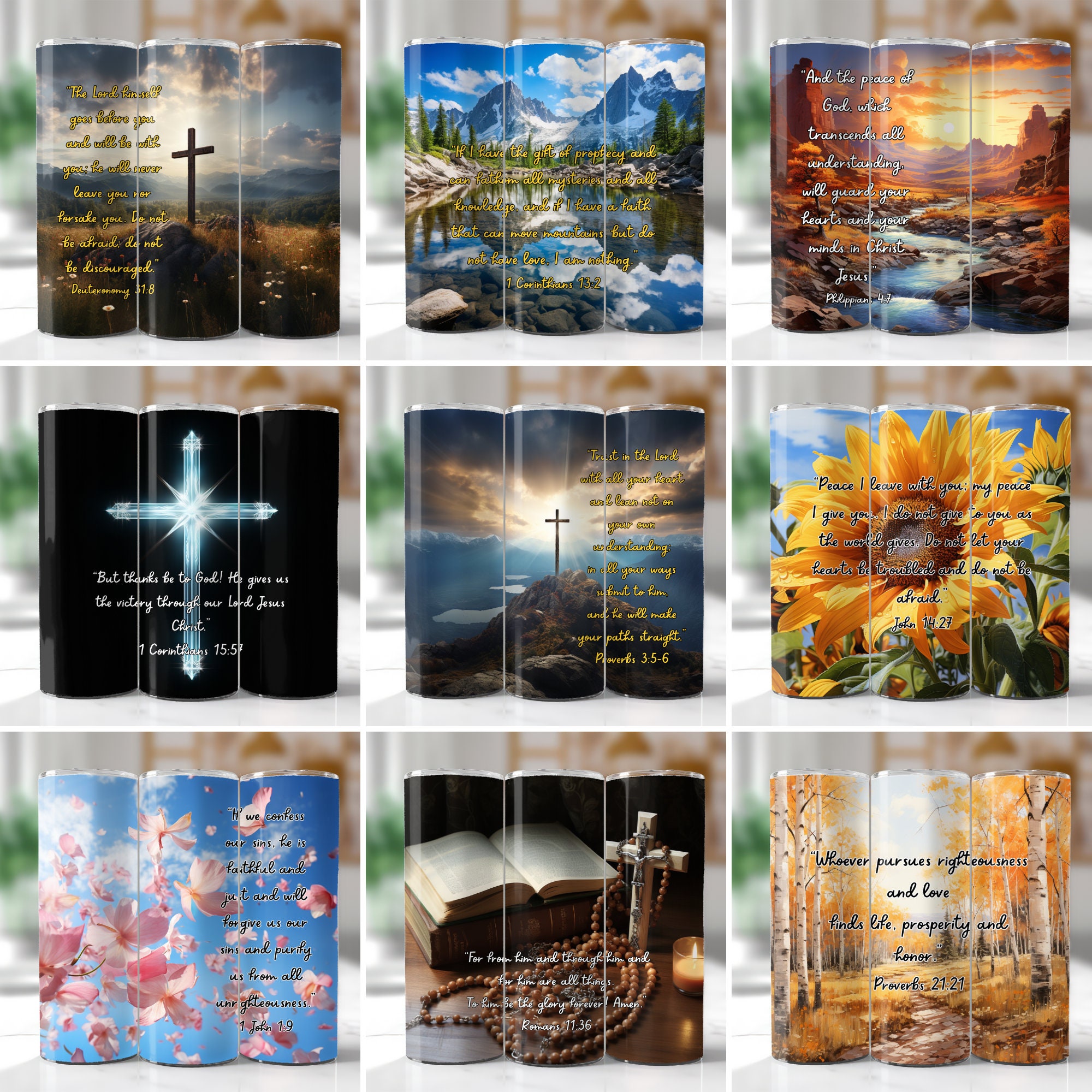 52 Bible Verses Tumbler Wrap Bundle, Bible Quotes, Faith, Jesus, 20oz ...