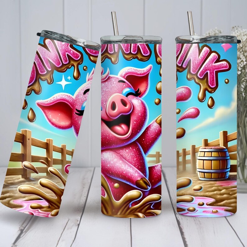 Glitter Pink Pig PNG, Cute Pig Tumble Wrap, Pig in the Mud PNG, Pig Png ...