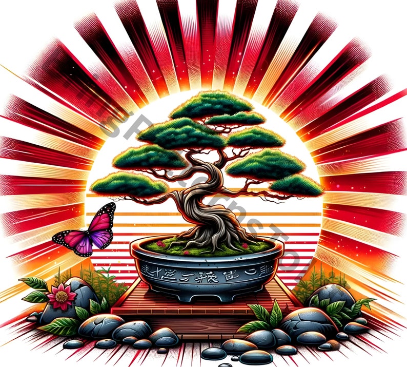 Bonzi Tree Tumbler Wrap, Bonzi Tree Zen Garden, Japanese Bonzi Tree PNG ...