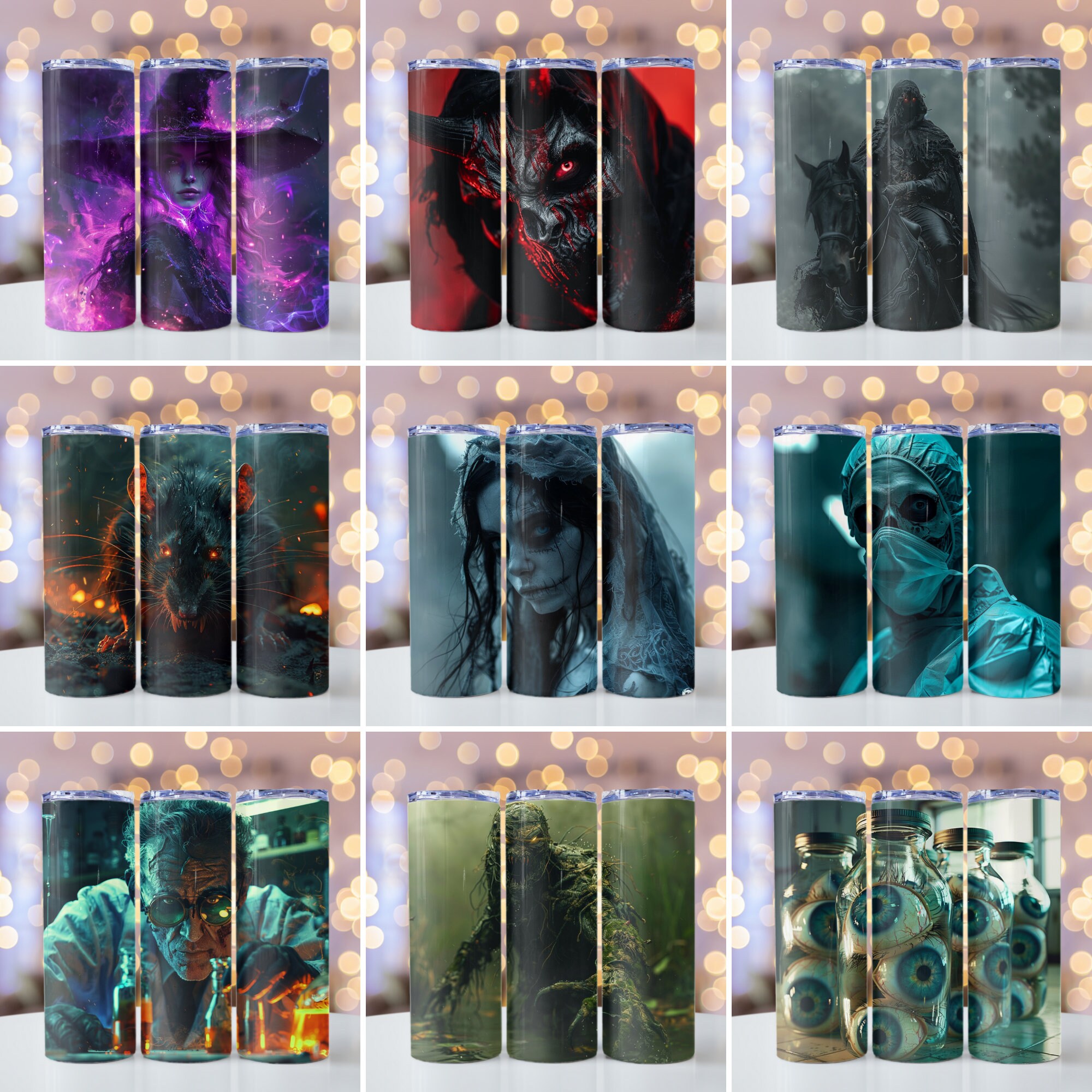 52 Horror Designs Tumbler Wrap Bundle, 20oz Skinny Tumbler Wrap, Scary ...