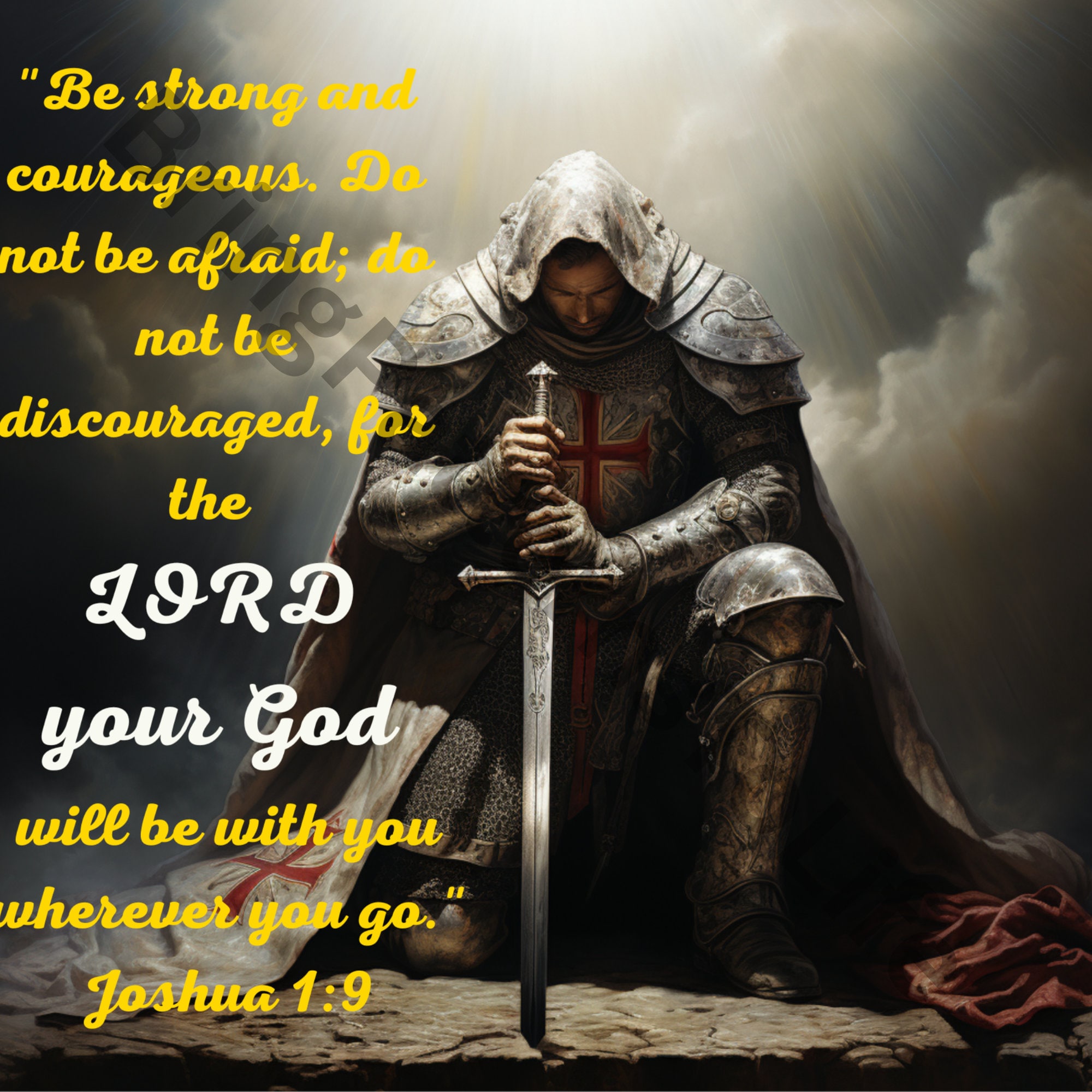 Knights Templar Kneeling, Bible Verse PNG, Knight 20oz Skinny Tumbler ...