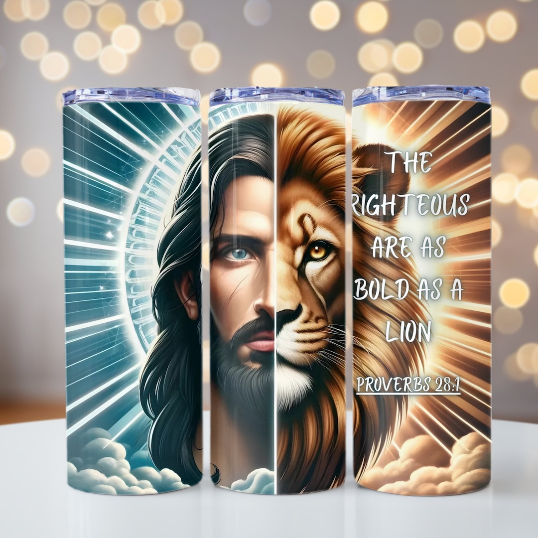 Jesus & Lion PNG, Jesus Tumbler Wrap, Bible Verse Sublimation ...