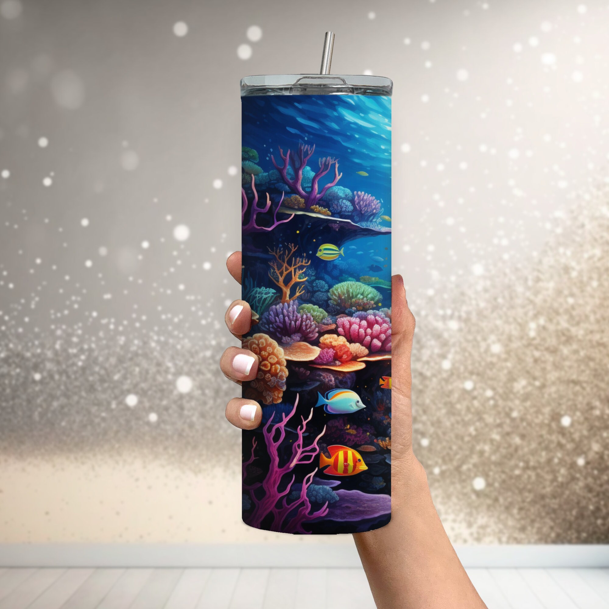Tropical Coral Reef With Fish, Colorful Coral Reef Tumbler Wrap, 20oz ...